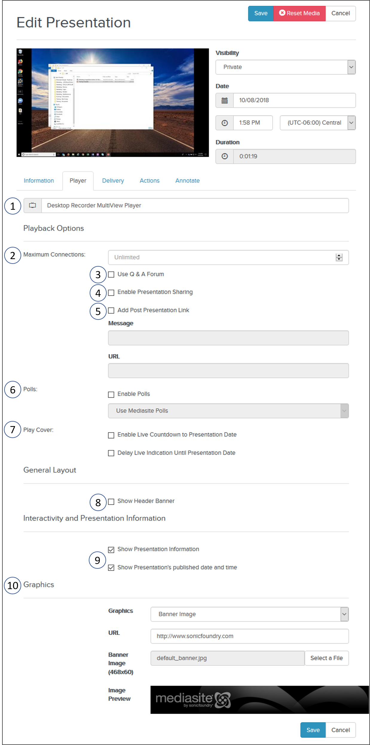 Sign in to My Mediasite → Editing the Player of your Presentation ...