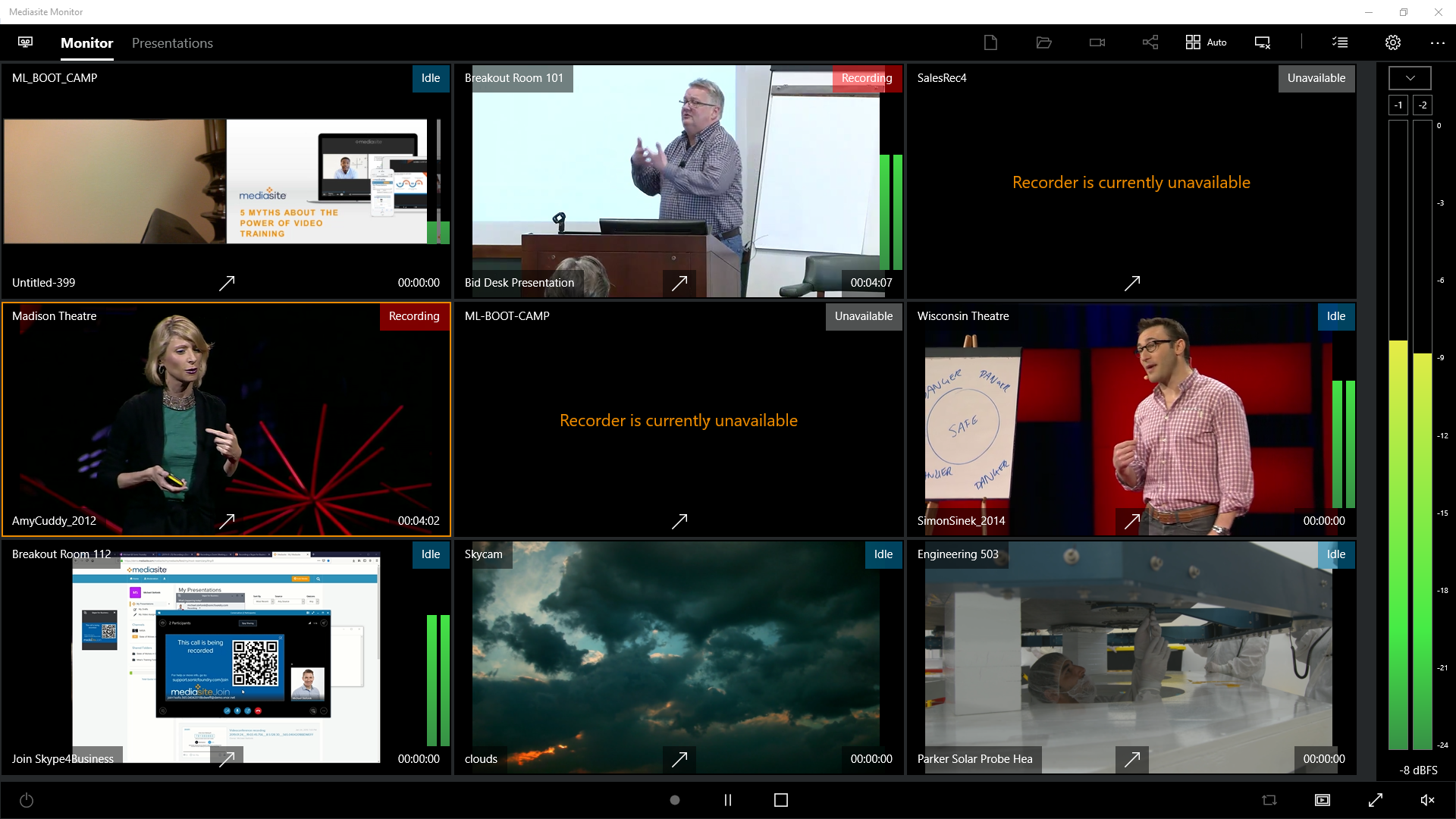 Recording a Room with Schedules → Mediasite Monitor - Mediasite U